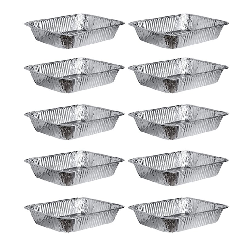 10 шт. в упаковке алюминиевых одноразовых противней - 13 x 9 дюймов, отлично подходит для выпечки, жарки, приготовления пищи, хранения продуктов и многого другого