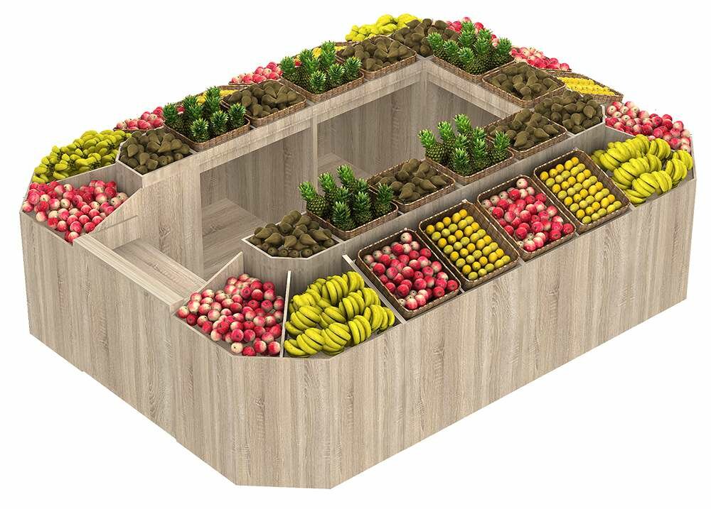 Торговый островок-павильон для овощей и фруктов FRUIT-COURT №2, Дуб Венге