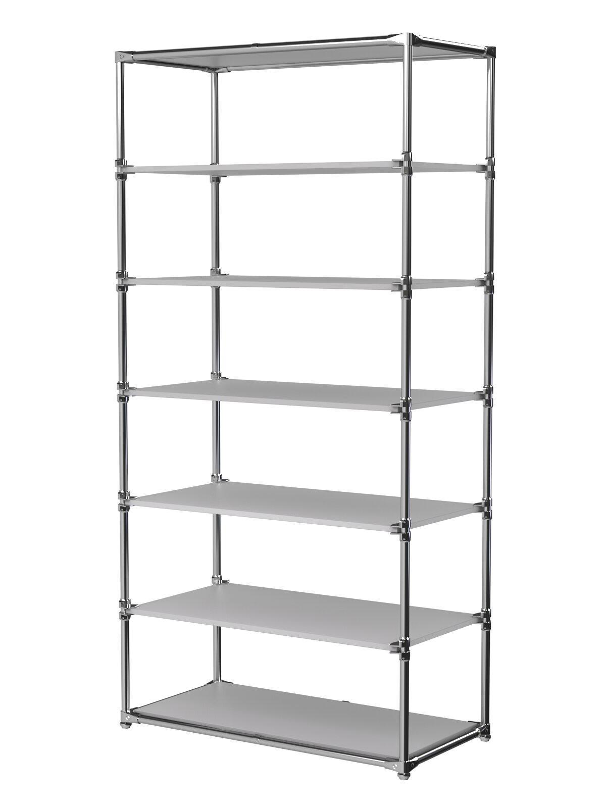 Пристенный торговый стеллаж лайт с глубокими полками ДСП №4, Серый