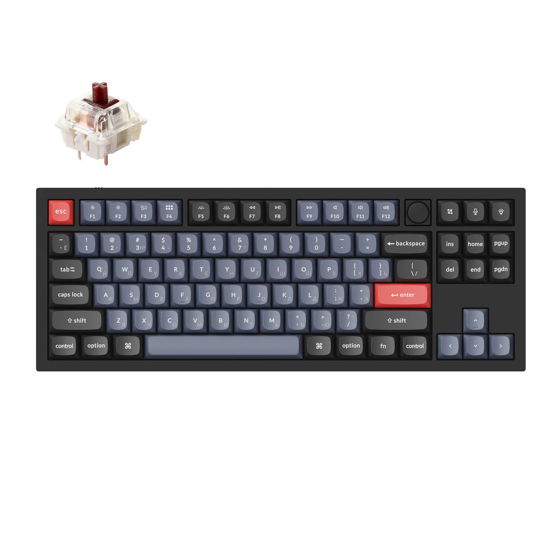 Keychron Q3, русская раскладка, механическая клавиатура Gateron G Pro Brown