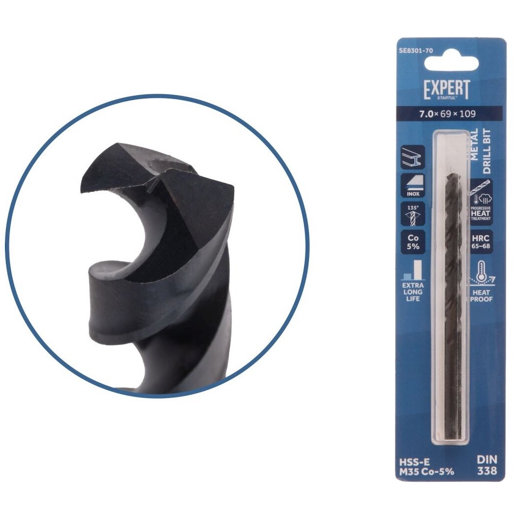 Сверло по металлу спиральное 7.0х69х109 мм STARTUL Black EXPERT (SE8301-70)