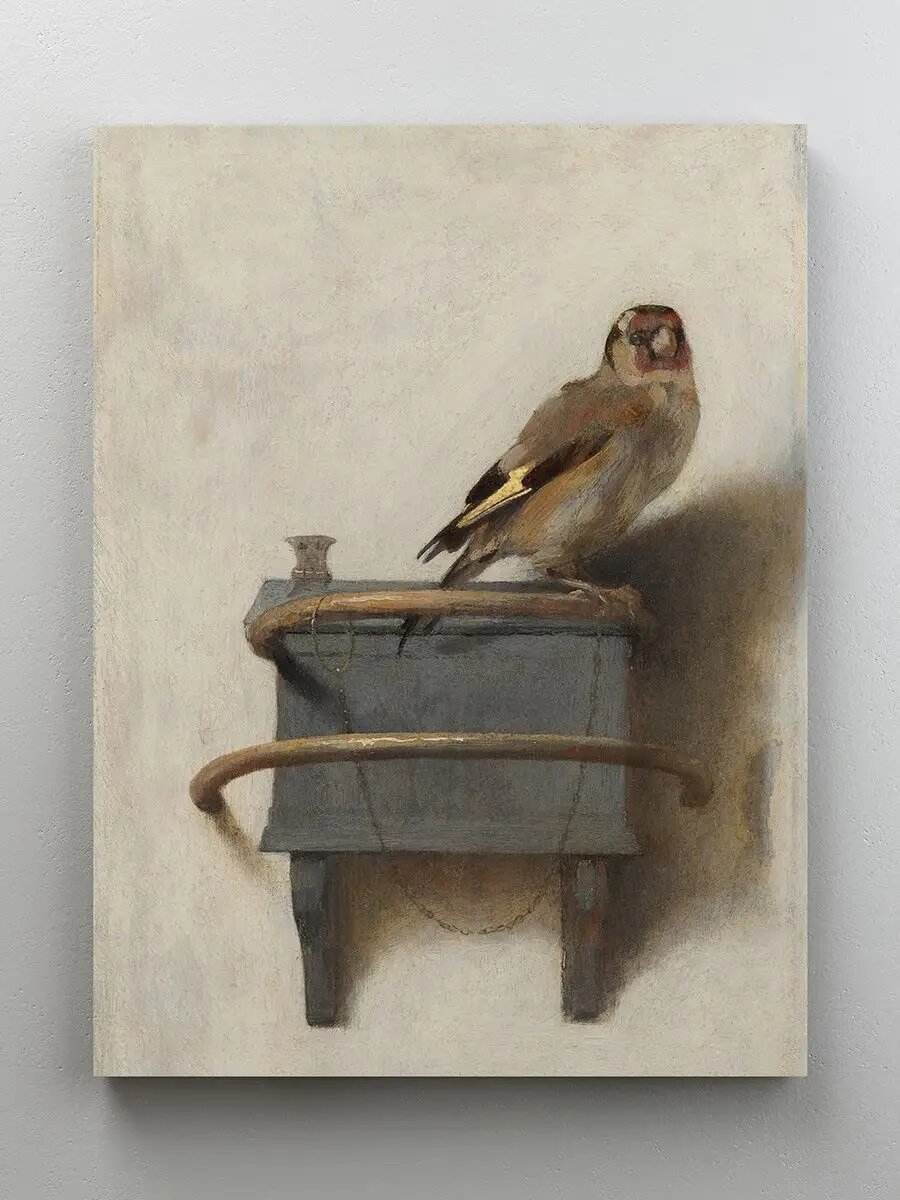 Интерьерная картина на холсте, репродукция "Щегол - Карел Фабрициус" размер 30x40 см