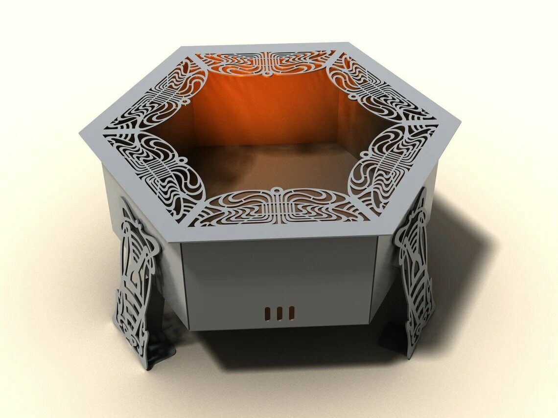 Очаг, чаша для костра, Костровая чаша, Жаровня для улицы Узорная - огнеупорная краска