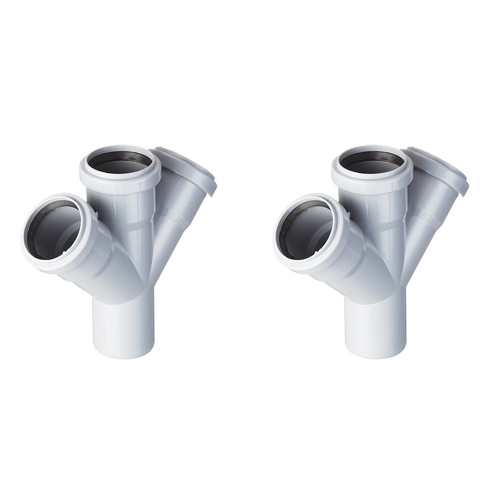 Крестовина d50х50х50 мм 45 град. пластиковая для внутренней канализации (2 шт.)