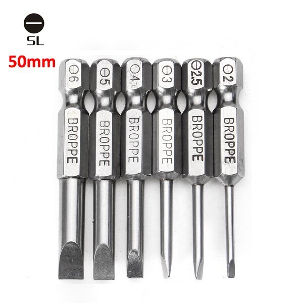 Полезные инструменты Broppe 6 шт. 50 мм 1/4 дюйма шестигранный хвостовик 2-6 мм магнитные шестигранные головки отвертки биты