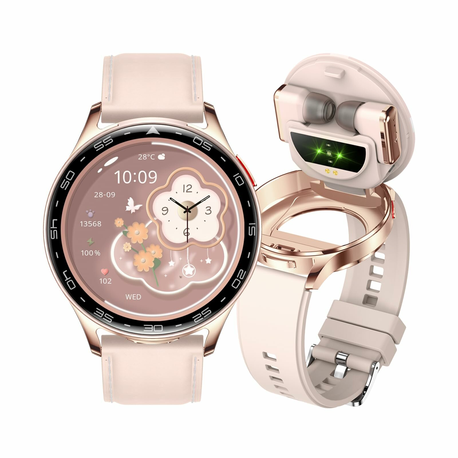 Смарт-часы, с Bluetooth-наушниками, Часы для пары, Спорт, Фитнес-трекинг, Золотой