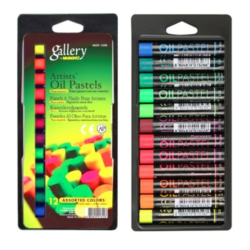 Пастель художественная MUNGYO GALLERY MGMOP12FB, масляная, круглая, флуорисцентная ,12 шт