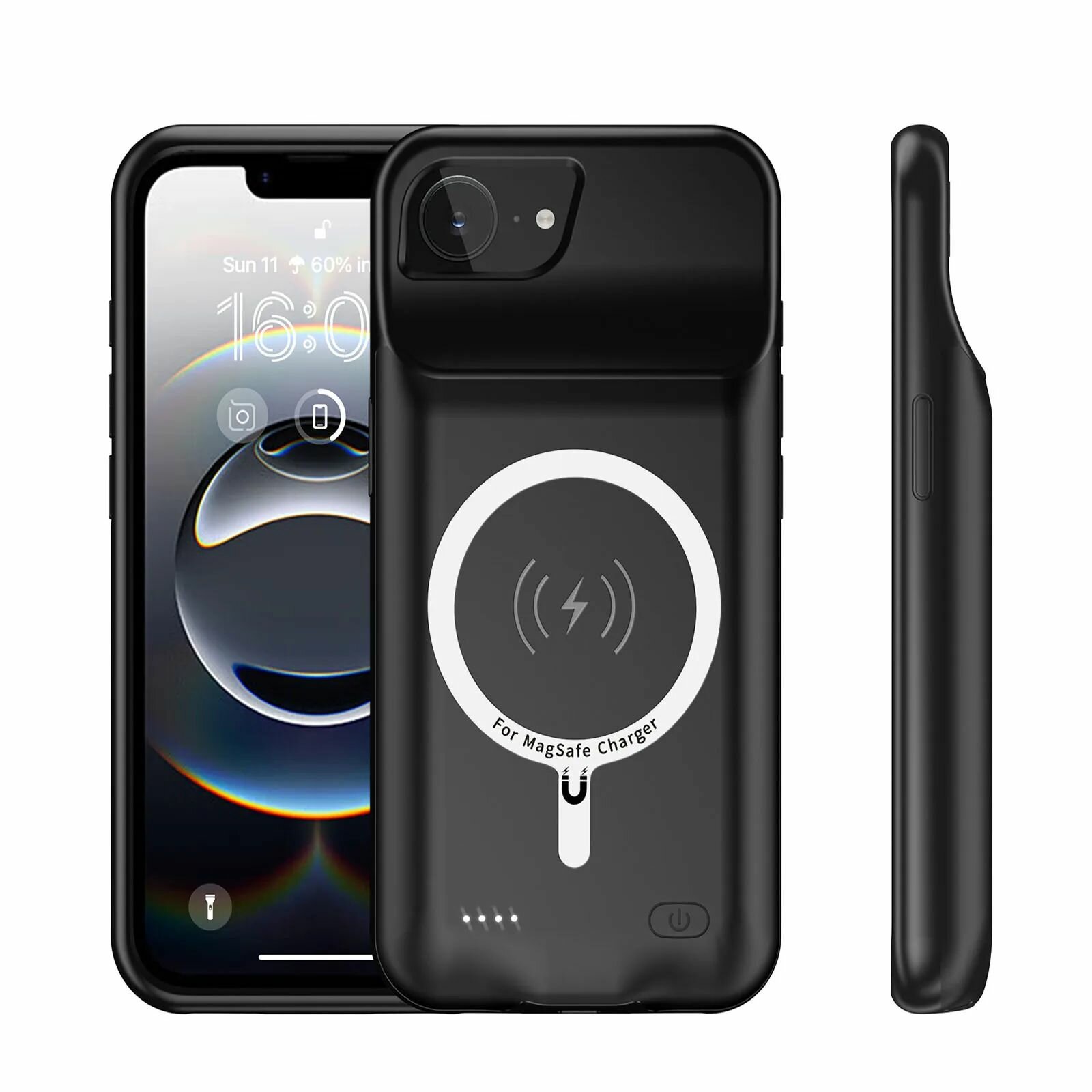 10000mAh Магнитная беспроводная Чехол-аккумулятор для iPhone 16e Power bank, с поддержкой MagSafe, защитный, противоударный,