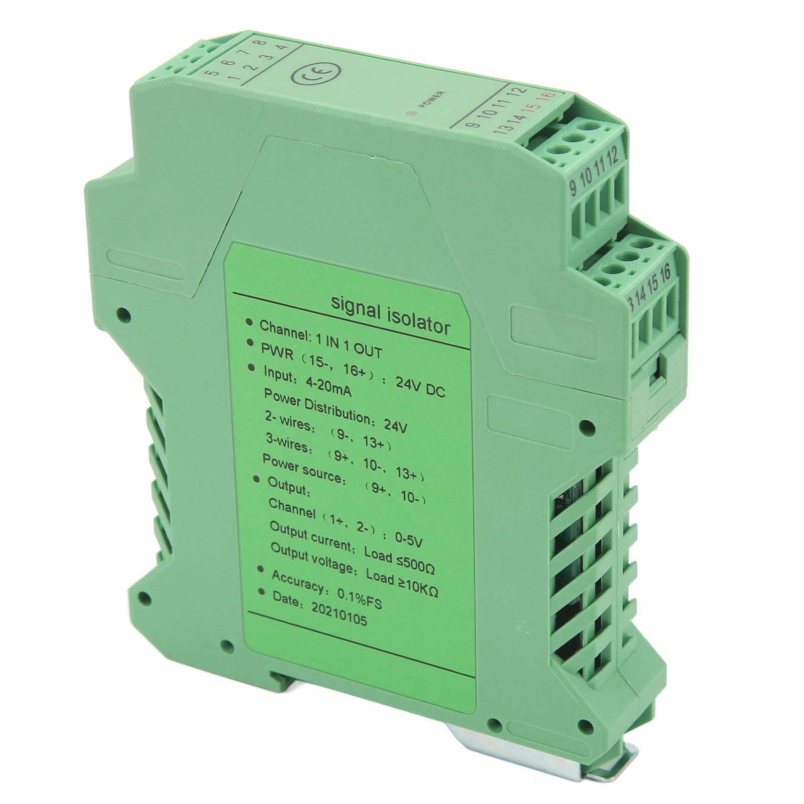 Изолятор сигнала постоянного тока 1 вход 1 выход 4-20 мА для обнаружения ПЛК, модуль стабилизации сигнала от помех, 24 В