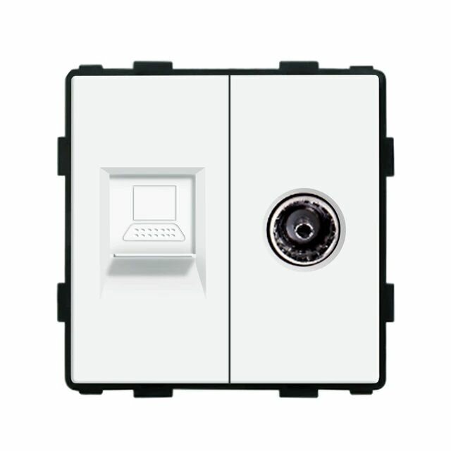 Механизм розетки интернет RJ-45, Cat6/TV, цвет белый