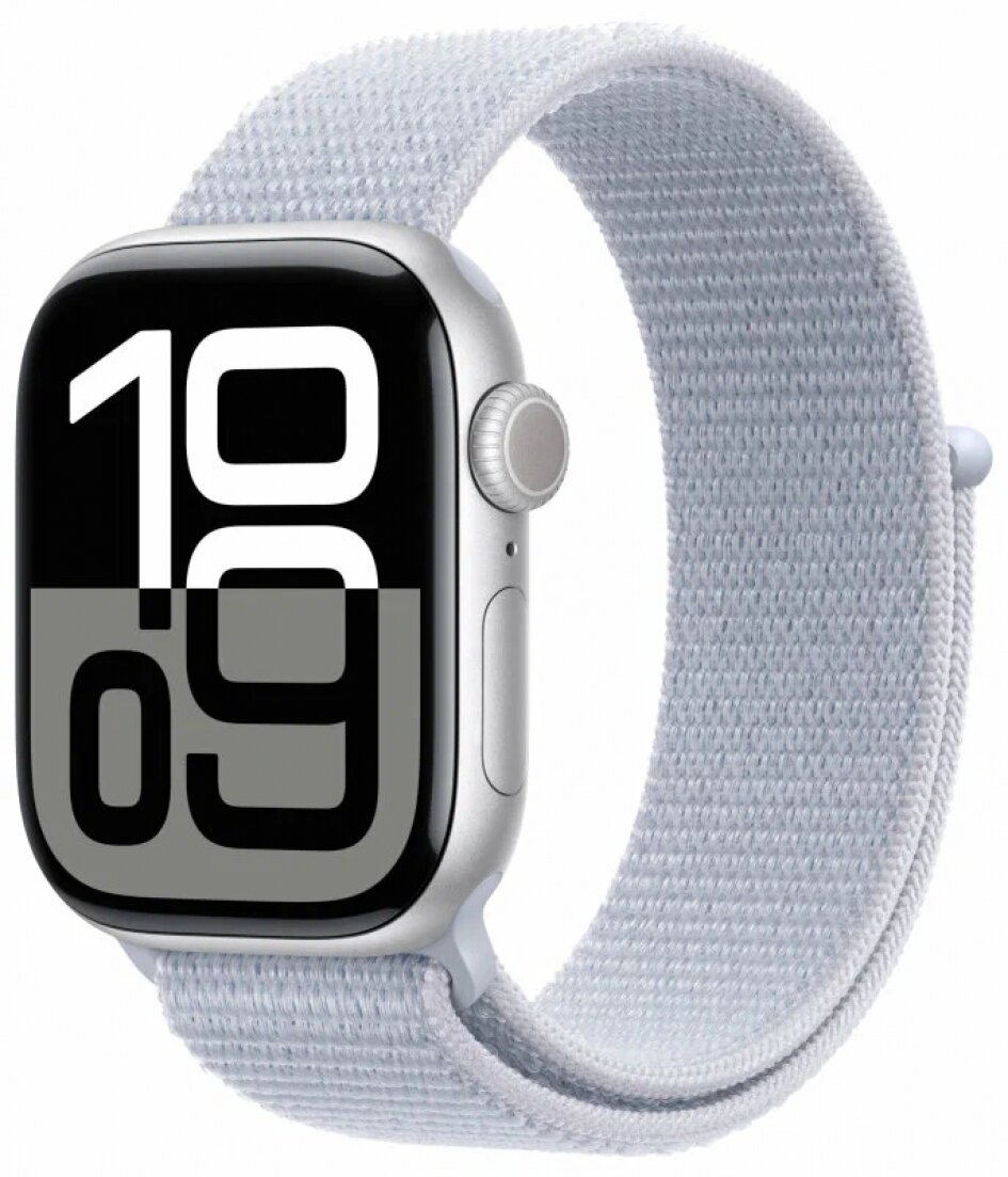 Часы Apple Watch Series 10 46mm Silver Aluminium Case With Blue Cloud Sport Loop