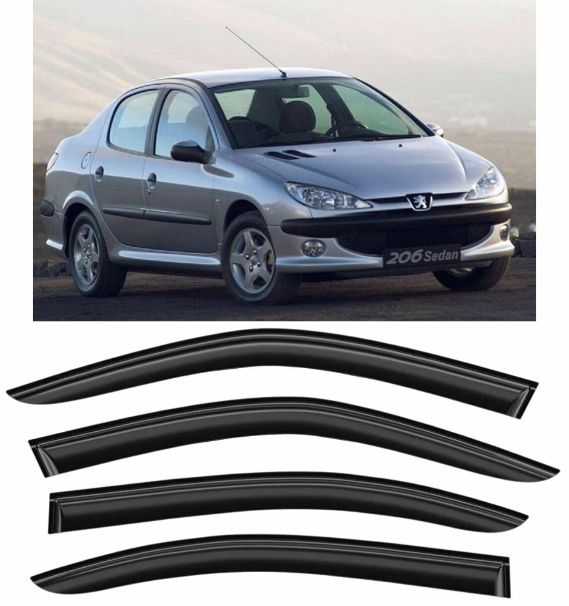 Дефлекторы боковых окон PEUGEOT Пежо 206 седан / хэтчбек 5дв. (1998-2012)