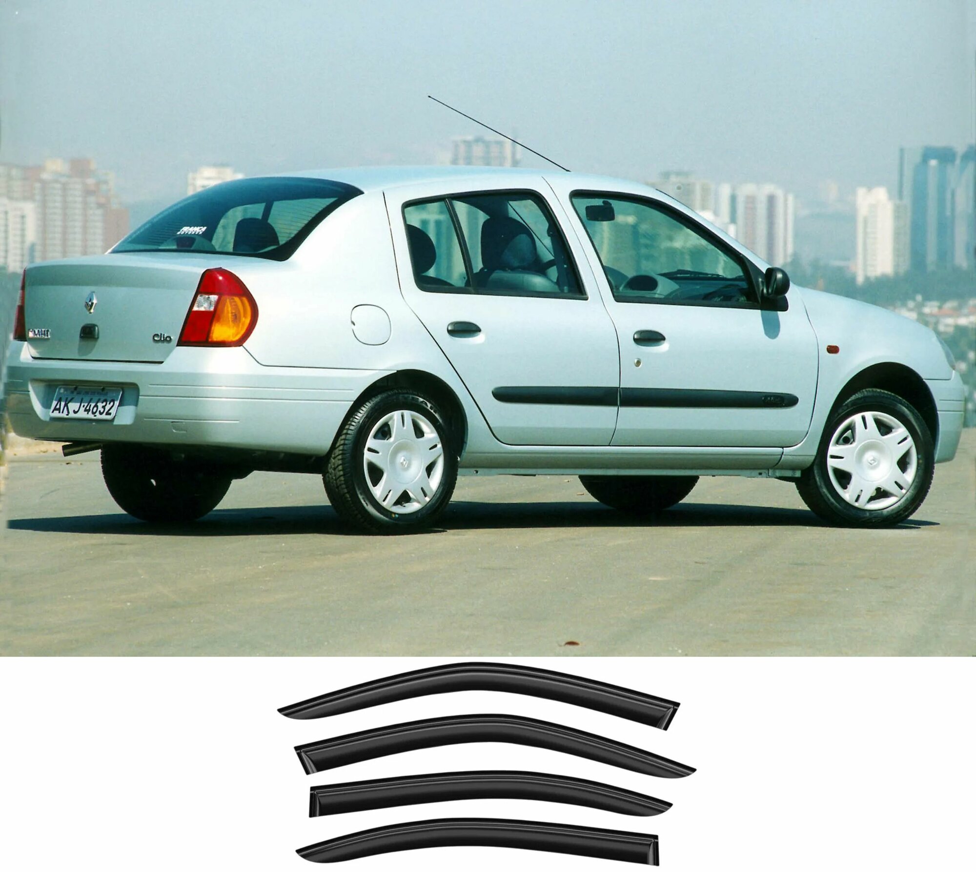 Дефлекторы боковых окон RENAULT Clio Рено Клио II седан / хетчбек (1998-2005)