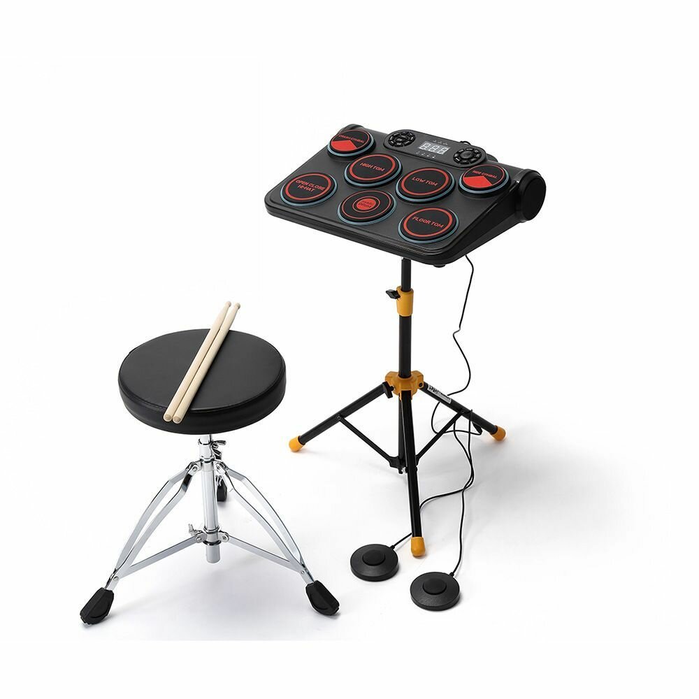 Гибкая ударная установка, электронный барабан с педалями и динамиками, перезаряжаемый, датчик скорости