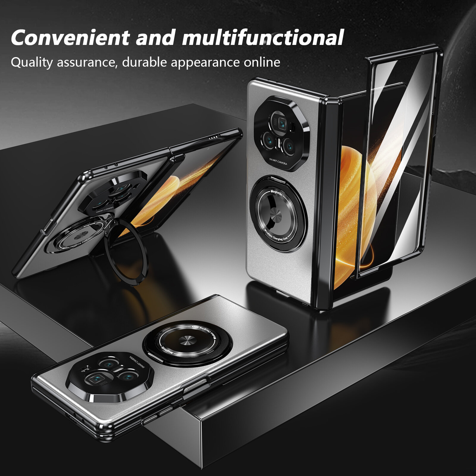Подходит для Honor Magic V3 / Хонор Меджик V3 Чехол для смартфона Кронштейн вращения, Высокая четкость с передней пленкой из закаленного стекла, Меджик V3
