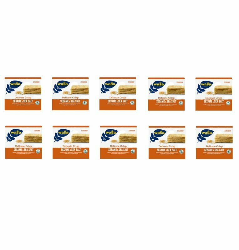 WASA Хлебцы пшеничные Delicate Crisp Sesame & sea salt, 190 гр, 10 упаковок в коробке