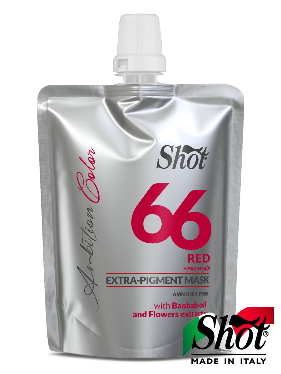 Пигмент-маска прямого действия с цветочными экстрактами SHOT 66 красный 200 мл