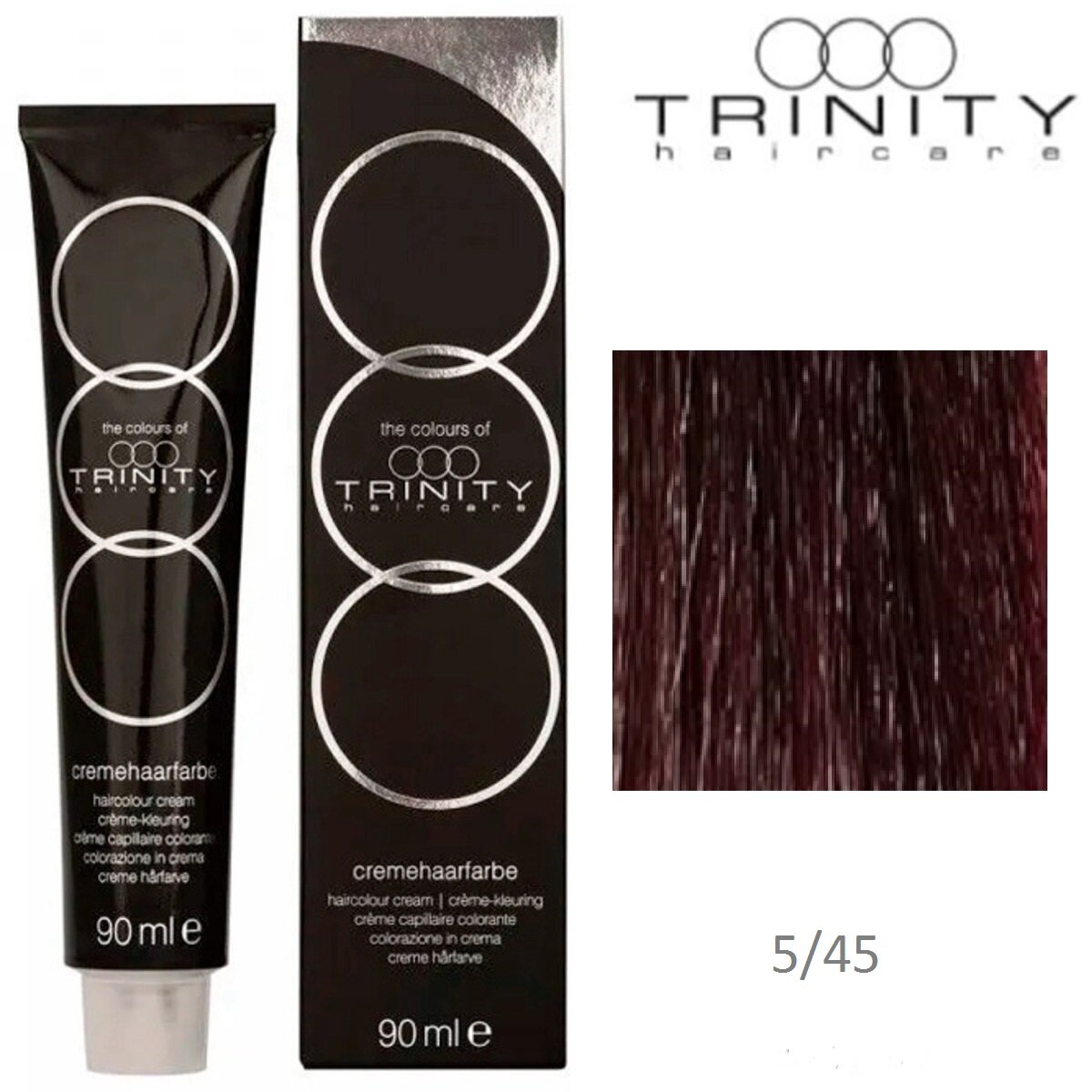 Trinity COT Тринити Стойкая крем краска для волос с кератином 5/45 светло коричневый медно красный 90 мл