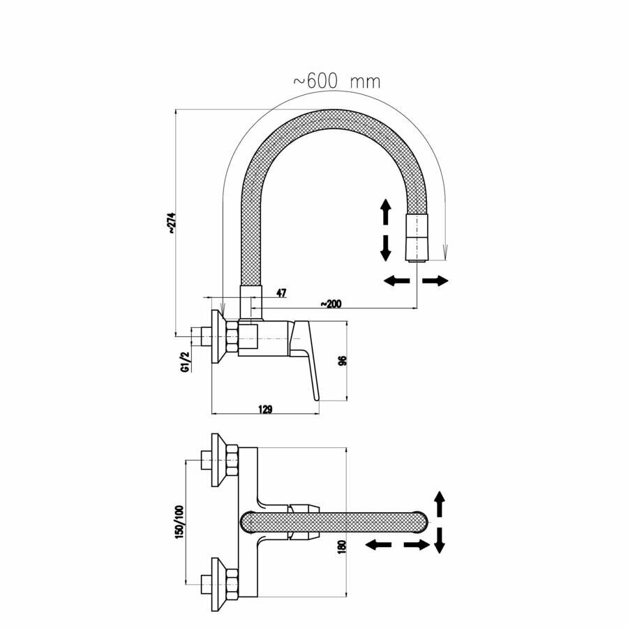 Смеситель для кухни Rav Slezak Colorado CO102.5/11 цвет Черный матовый Поворотный 1/2