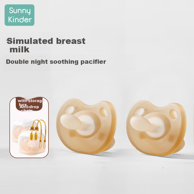 SunnyKinder Pacifier for Newborn Baby 0-3 to 6 Months+ Ultra Soft Baby Sleep Aid Double Night Edition