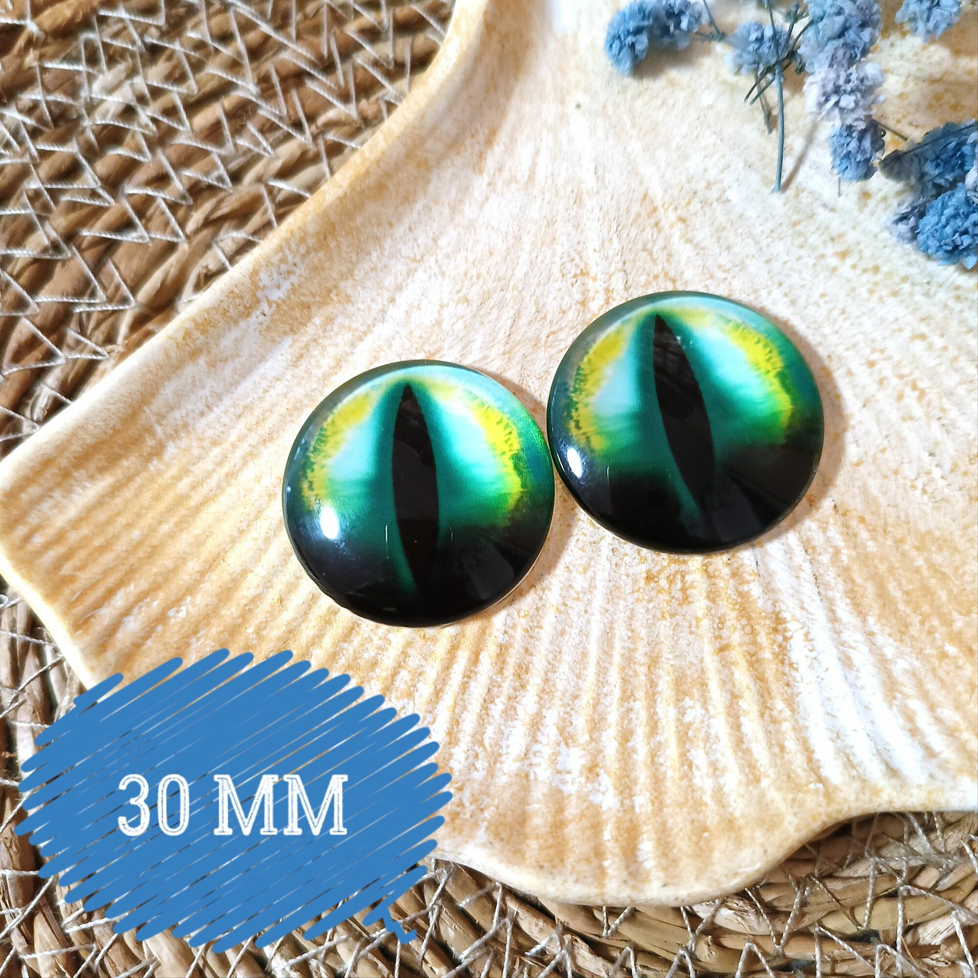 Глаза стеклянные кабошоны для игрушек 30мм 2шт