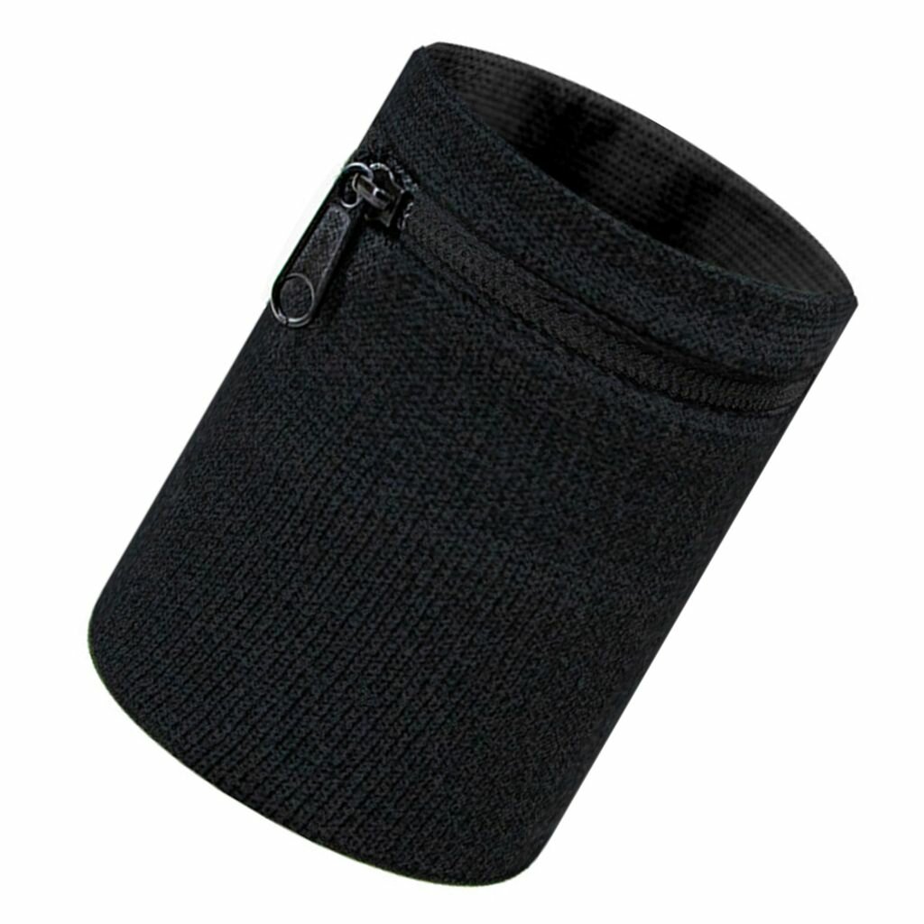 Унисекс спортивная повязка на запястье с карманом, эластичная, Черный