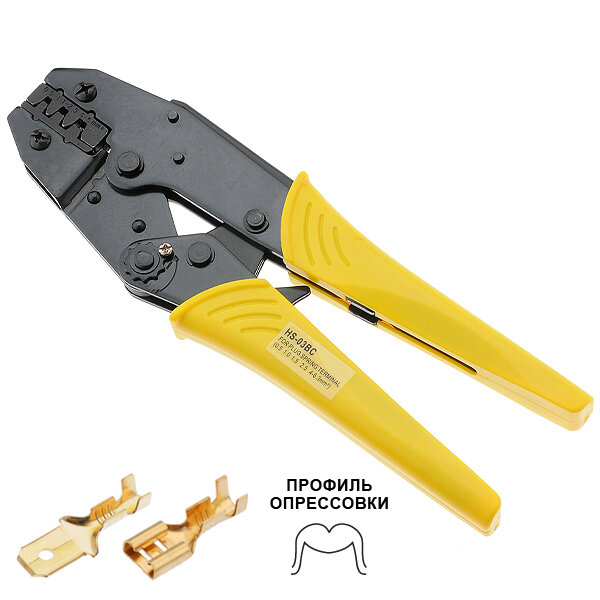 Пресс-клещи HS-03BC для неизолированных плоских разъёмов 0,5-6,0 квмм (Derui)