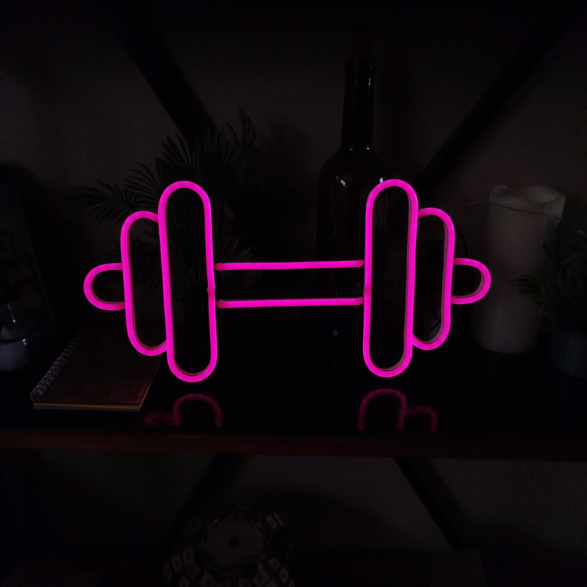 Неоновый светильник Elmarto Гантеля, 40x20 см, фиолетовый, светодиодный