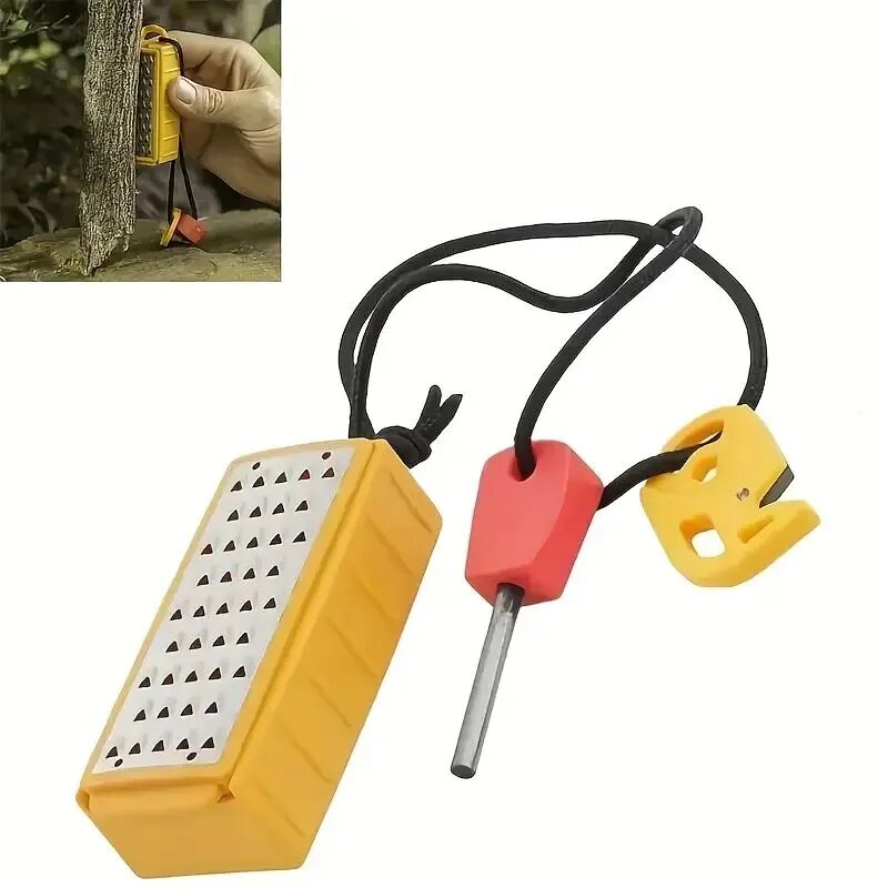 Портативный комплект для розжига огня экстренный набор для выживания, кемпинга и приключений с нержавеющей скребковой насадкой и пластиковой ручкой, 1 комплект.