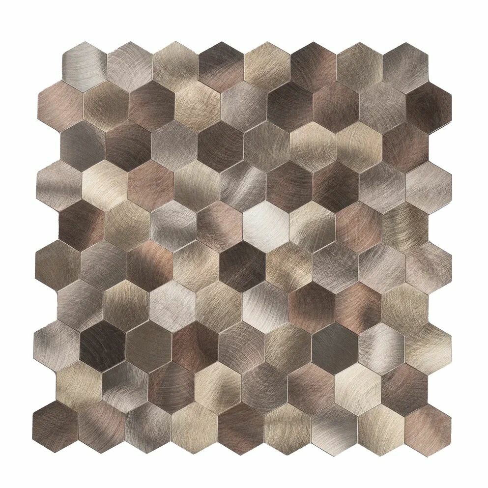 Плитка мозаика КерамограД самоклеящаяся алюминевая для стен кухни и фартука, влагостойкая износостойкая, 30х30см / 1 сетка