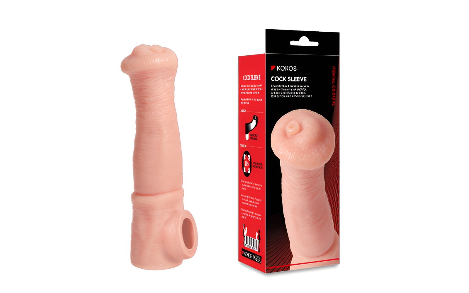 Насадка на член KOKOS Cock Sleeve, TPE, для увеличения длины, для мужчин и женщин
