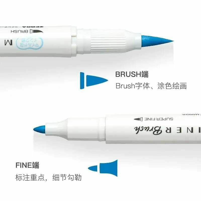 Набор маркеров Zebra Mildliner Brush, двусторонние, мягкий цвет, 5 штук — фото 1