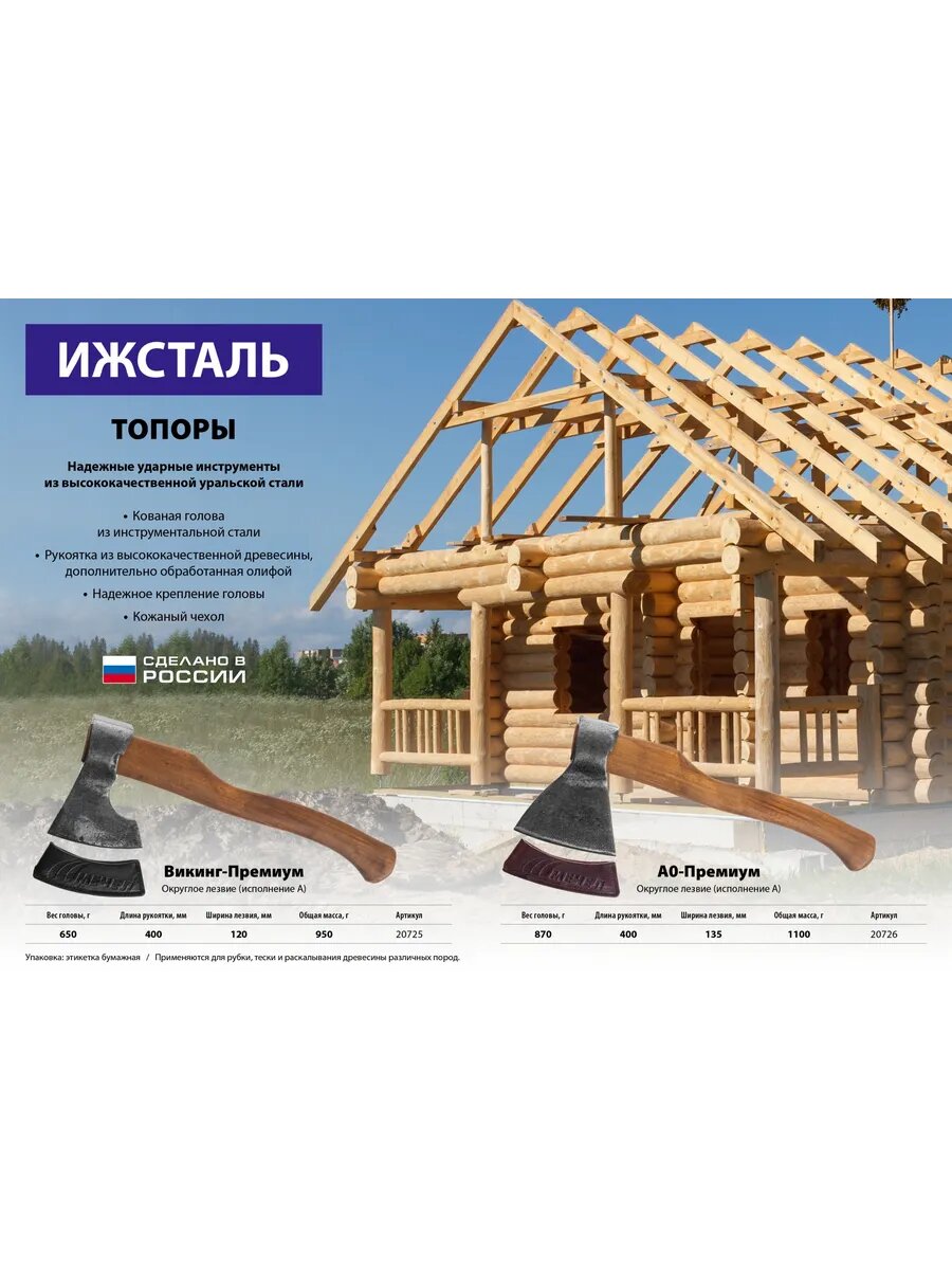 Ижсталь-ТНП Викинг-Премиум, 650/950 г, 400 мм, кованый топо