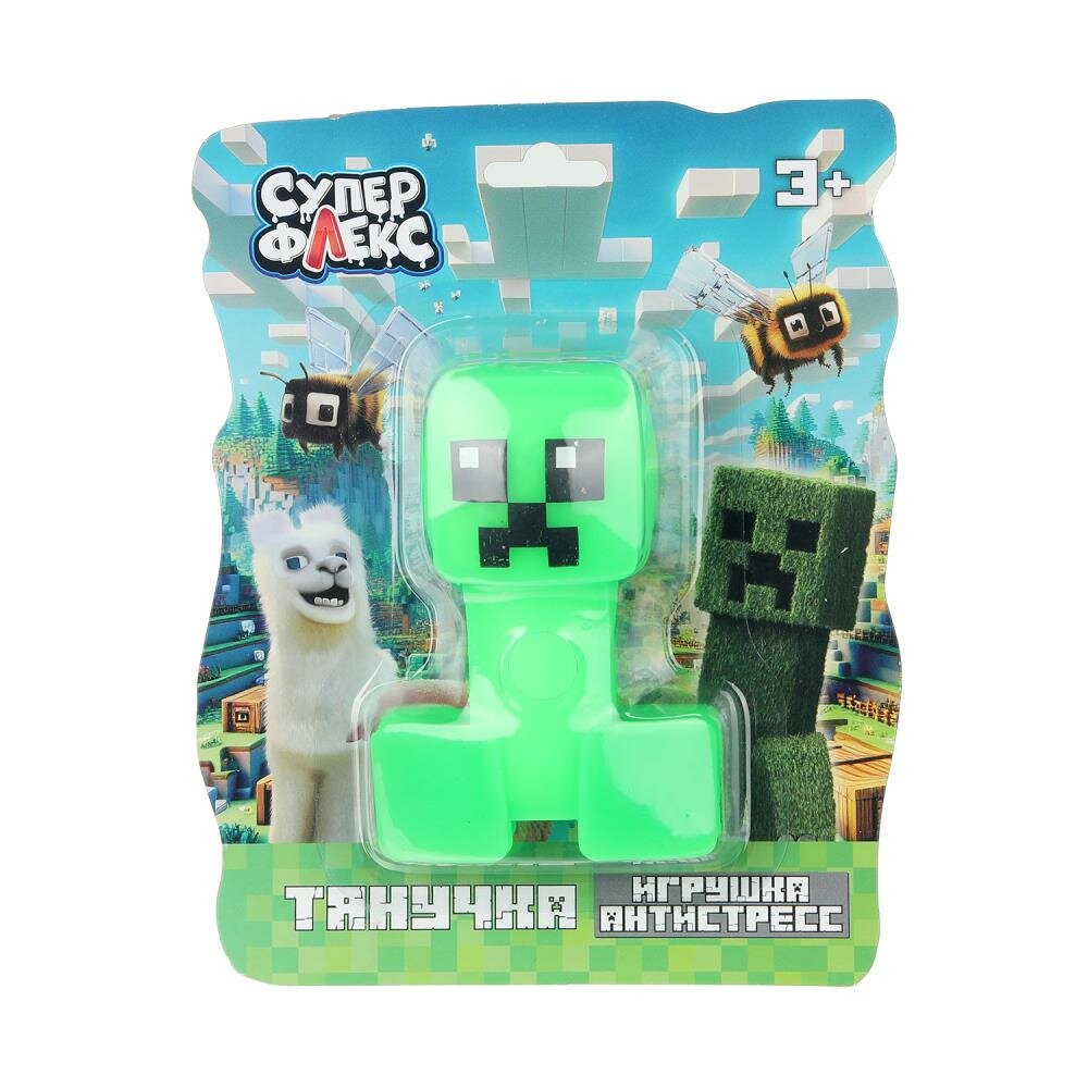 Игрушка антистресс тянучка - пиксельный персонаж зеленый человечек Играем Вместе YM-STMC03-RU