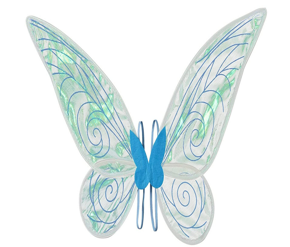 Детские блестящие прозрачные ангельские крылья большие бабочки крылья бабочки феи нарядные крылья с эластичными ремнями на плечи Hallow голубой размер 23.6 x 18.9 дюйм 60 x 48 см вес 100 г материал органза упаковка OPP количество 1 штука
