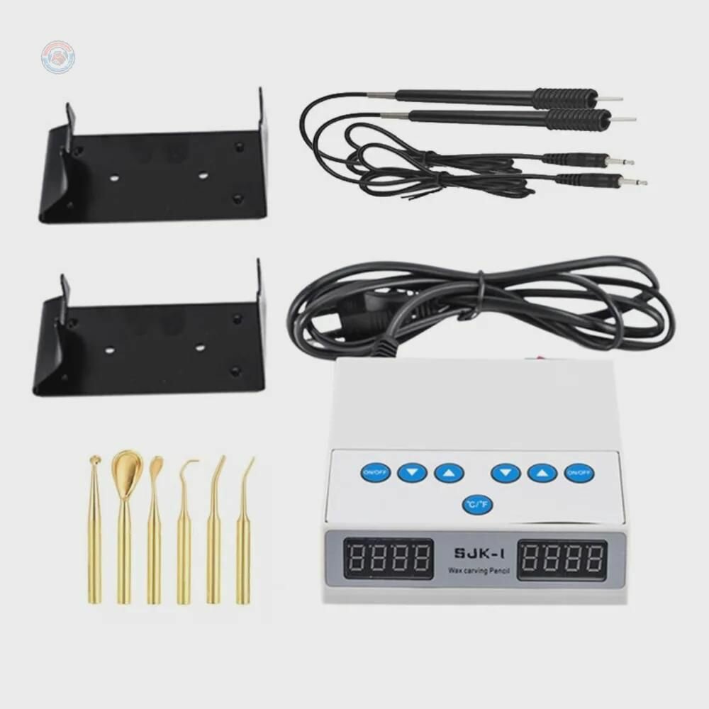 Электрошпатель Wax Knife JT-22, двухканальный восковой нож с двумя независимыми рукоятками, цифровой терморегулятор 50-200 C для точной обработки воска в зуботехнической лаборатории
