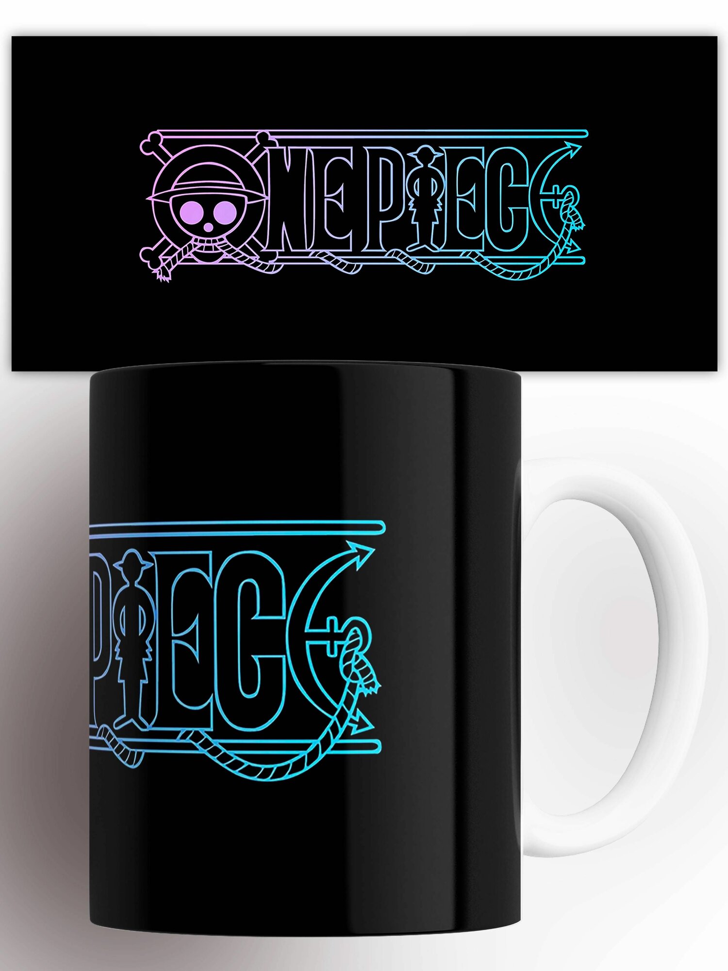 Кружка ВАН ПИС ONE PIECE логотип Аниме Anime с принтом 330 мл