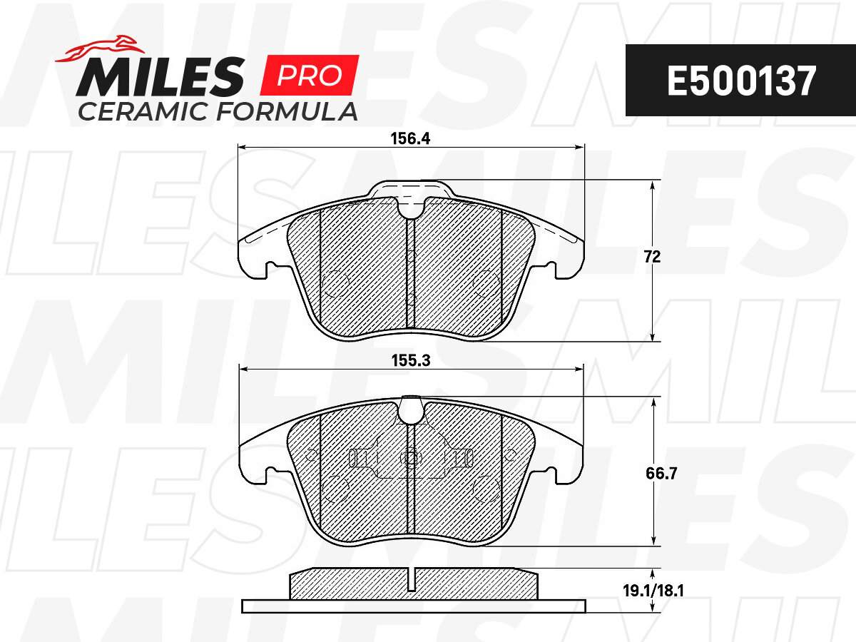 MILES Колодки тормозные передние (Смесь CERAMIC серия PRO) FORD MONDEO 07/S-MAX 06/VOLVO S80 06/XC70/V70 07 (TRW GDB1683) E500137