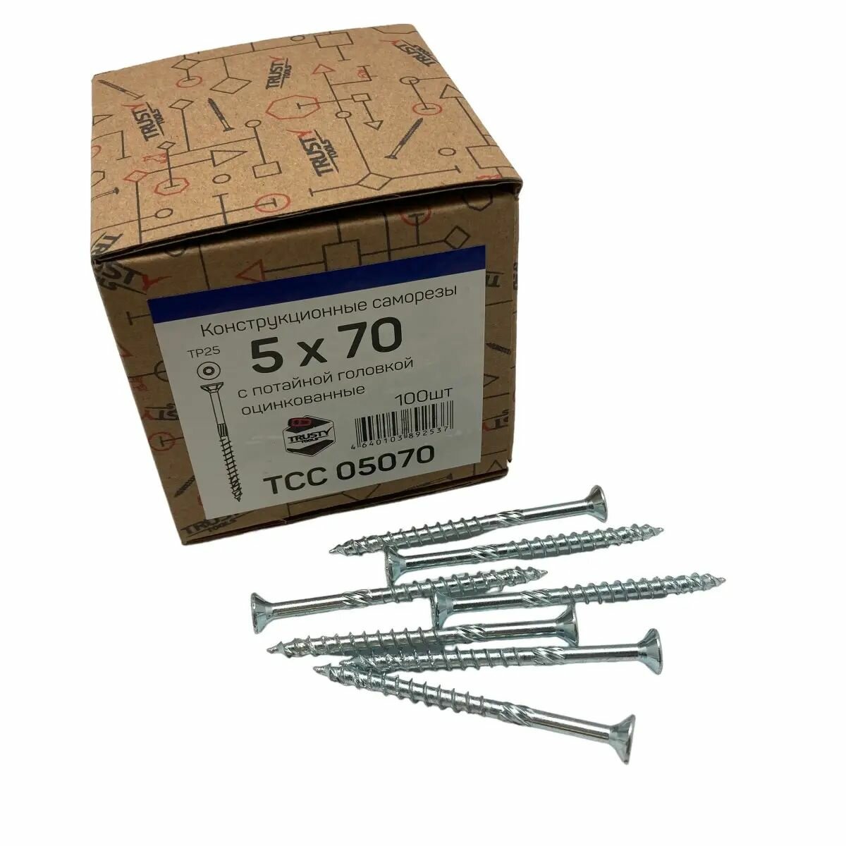 Конструкционные саморезы TCC 5х70 c потайной головкой (100) Trusty-Tools