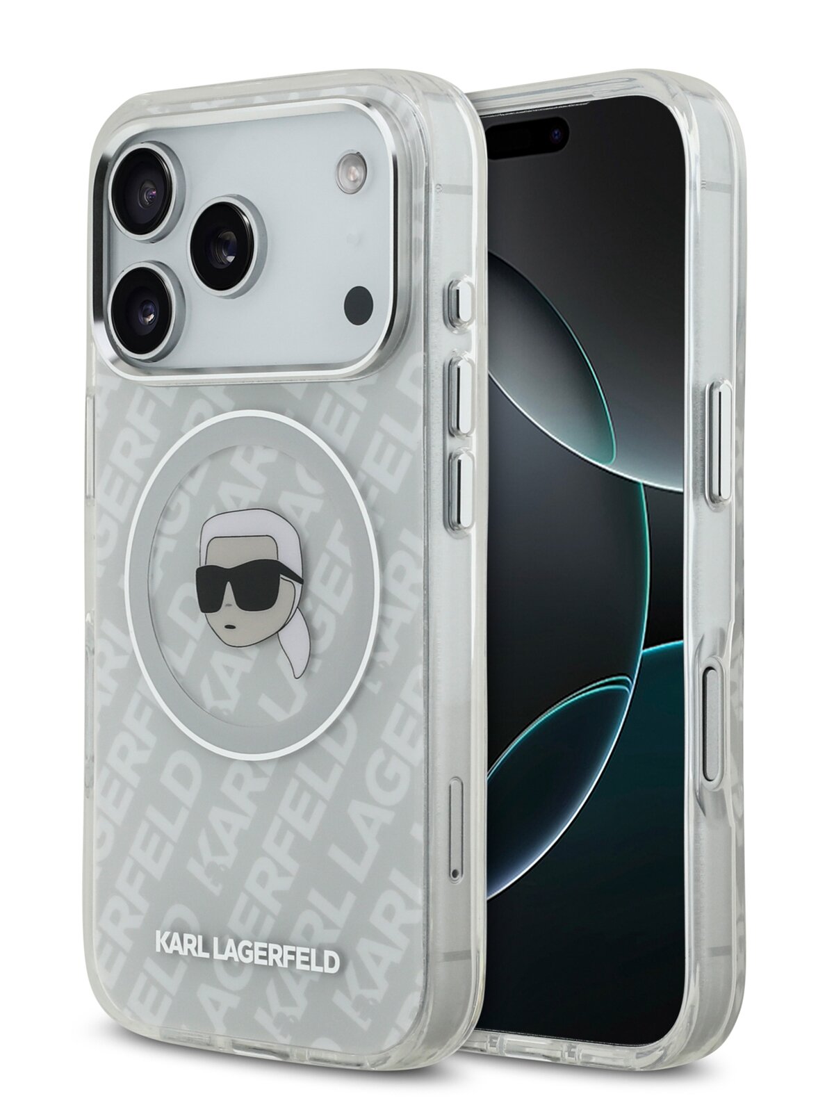 Karl Lagerfeld чехол с MagSafe для iPhone 17 Pro, IML Karl Head on logo, серый
