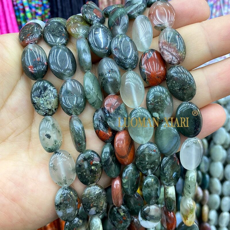 Натуральные бусины тигровый глаз LUOMAN XIARI 12x18 мм 12x18mm 9-11pcs, Oval bloodstone