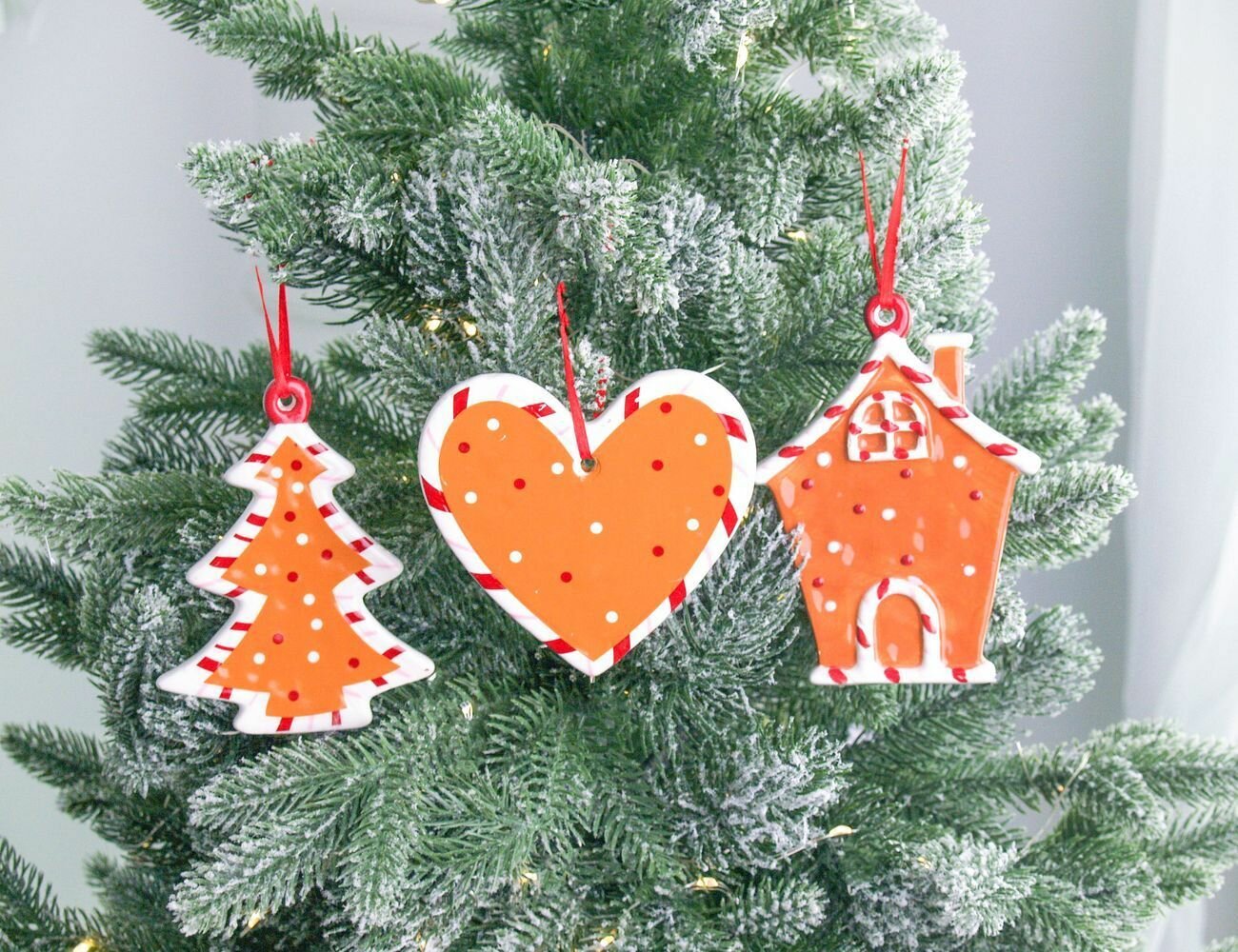 Набор ёлочных игрушек печенья-талисманы, керамика, 12 см, 3 шт, Kaemingk 520298-набор