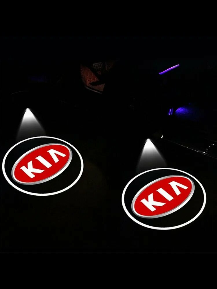 Для KIA RIO K5 Ceed Spectra Magentis Optima Niro Carnival Rio Sorento Picanto Soul Sportage КИА Батарейка ААА универсальная приветственная лампа, проектор для дверей автомобиля