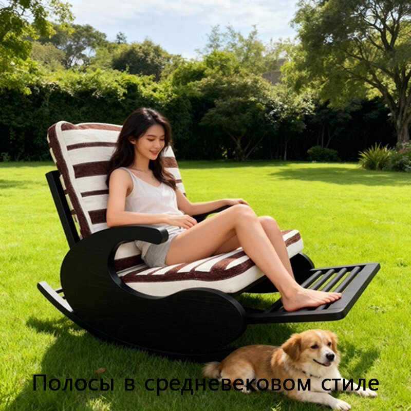 Диван-кресло из цельного дерева, Китайский Шуньгун, льняная ткань, размер 80* 70 * 80 см, Полосы в средневековом стиле