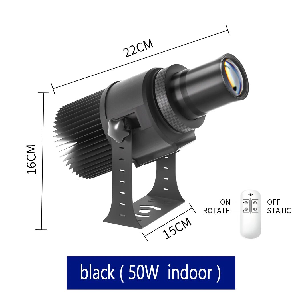 Водонепроницаемый поворотный LED проектор с логотипом Черный, black 50W indoor