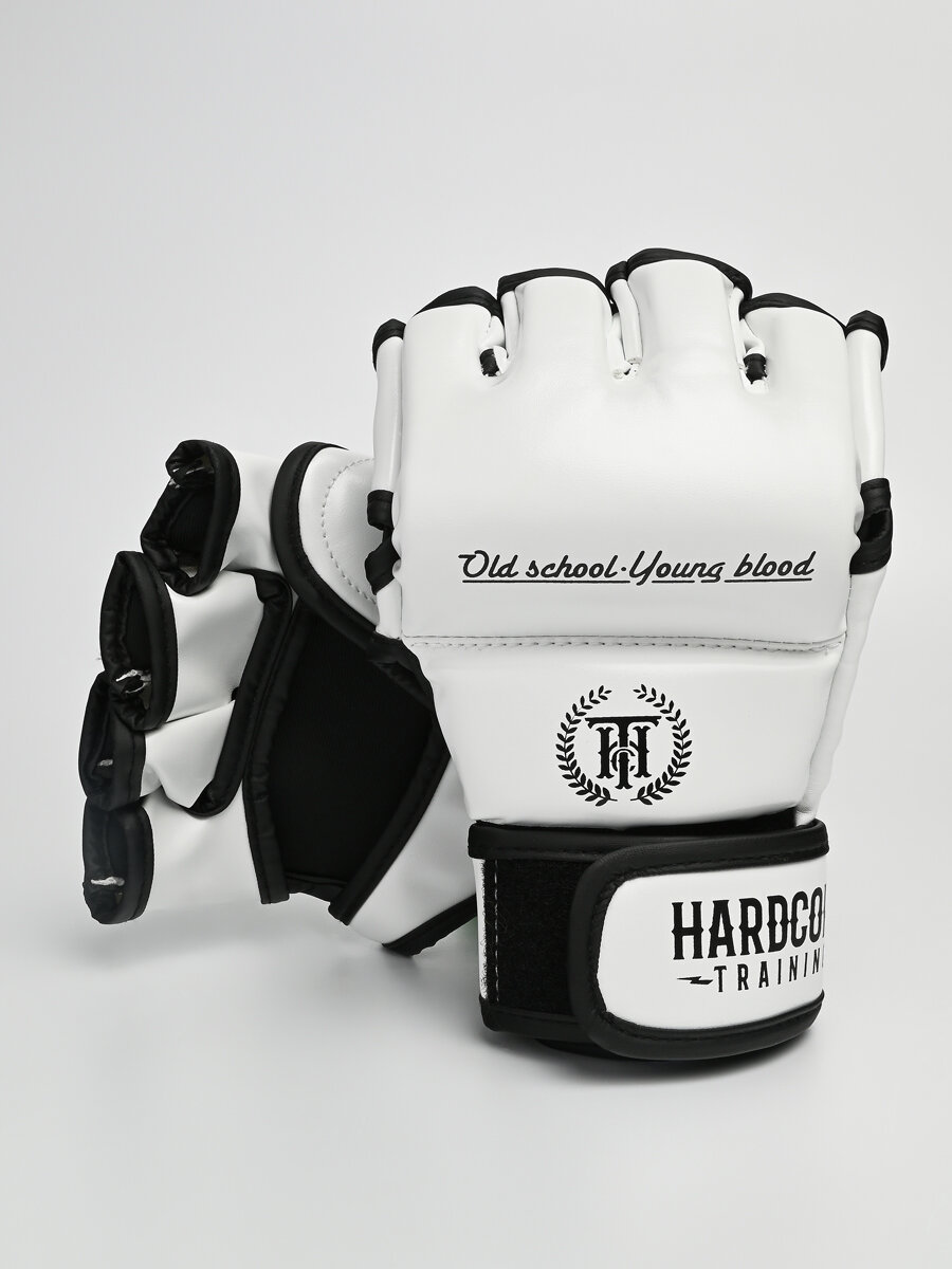 Перчатки для смешанных единоборств ММА Hardcore Training Base PU White L/XL