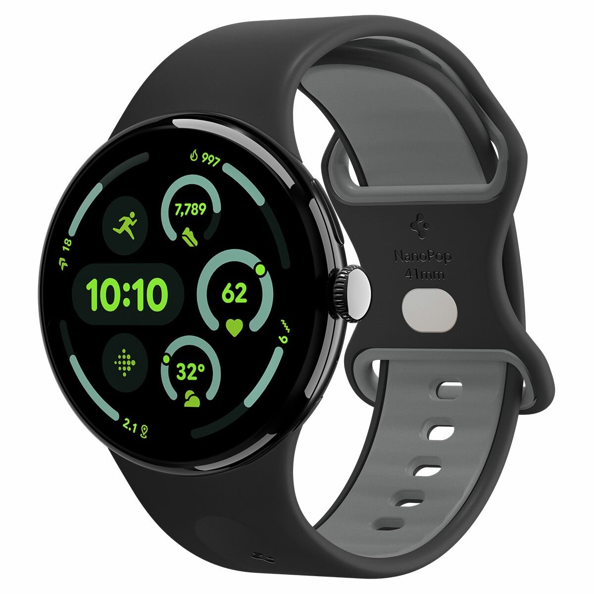 Ремешок Spigen на Google Pixel Watch 4/3/2/1 (41 mm) (AMP09486) Nano Pop Band / Спиген ремешок для Гугл Пиксель Вотч Черный
