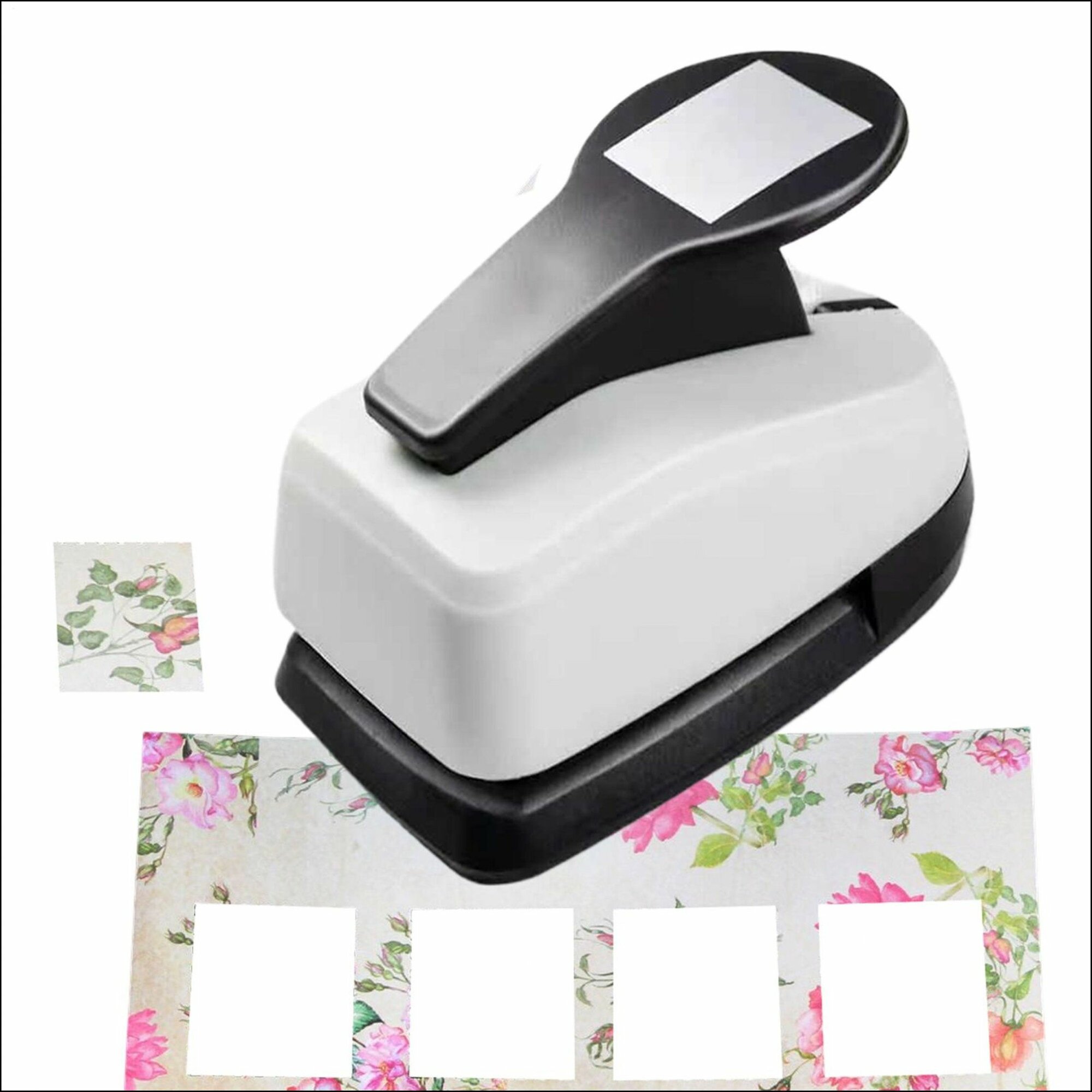 Квадратные отверстия в бумаге создаются эксклюзивным дыроколом для поделок