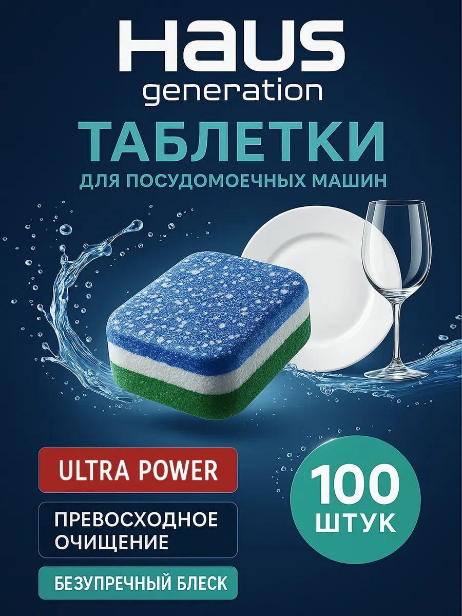 Таблетки для посудомоечных машин 100 штук HAUS GENERATION