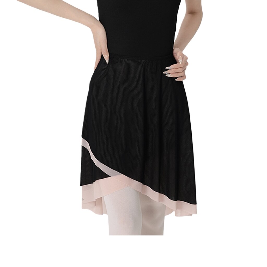 Балетная Танцевальная Юбка Двухцветного Дизайна С Регулируемой Талией Из Дышащей Нейлоновой Ткани